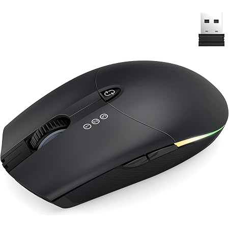 Multi-Device Bluetooth Wireless Mouse with RGB Light, 2.4G USB & Dual ...
