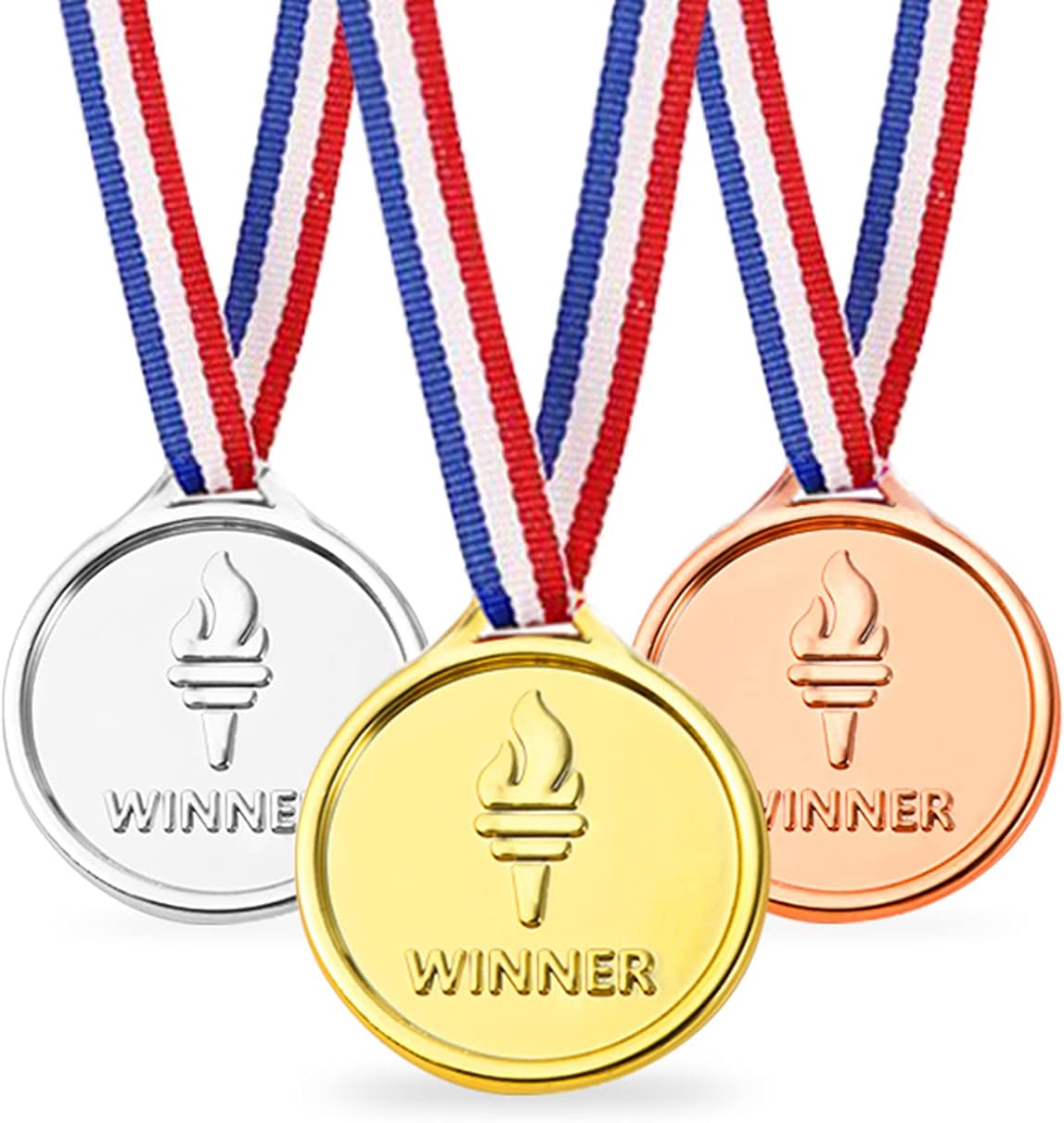 Pllieay 48 Pieces Winner Medals Plastic MedalS Gold Silver and Bronze ...