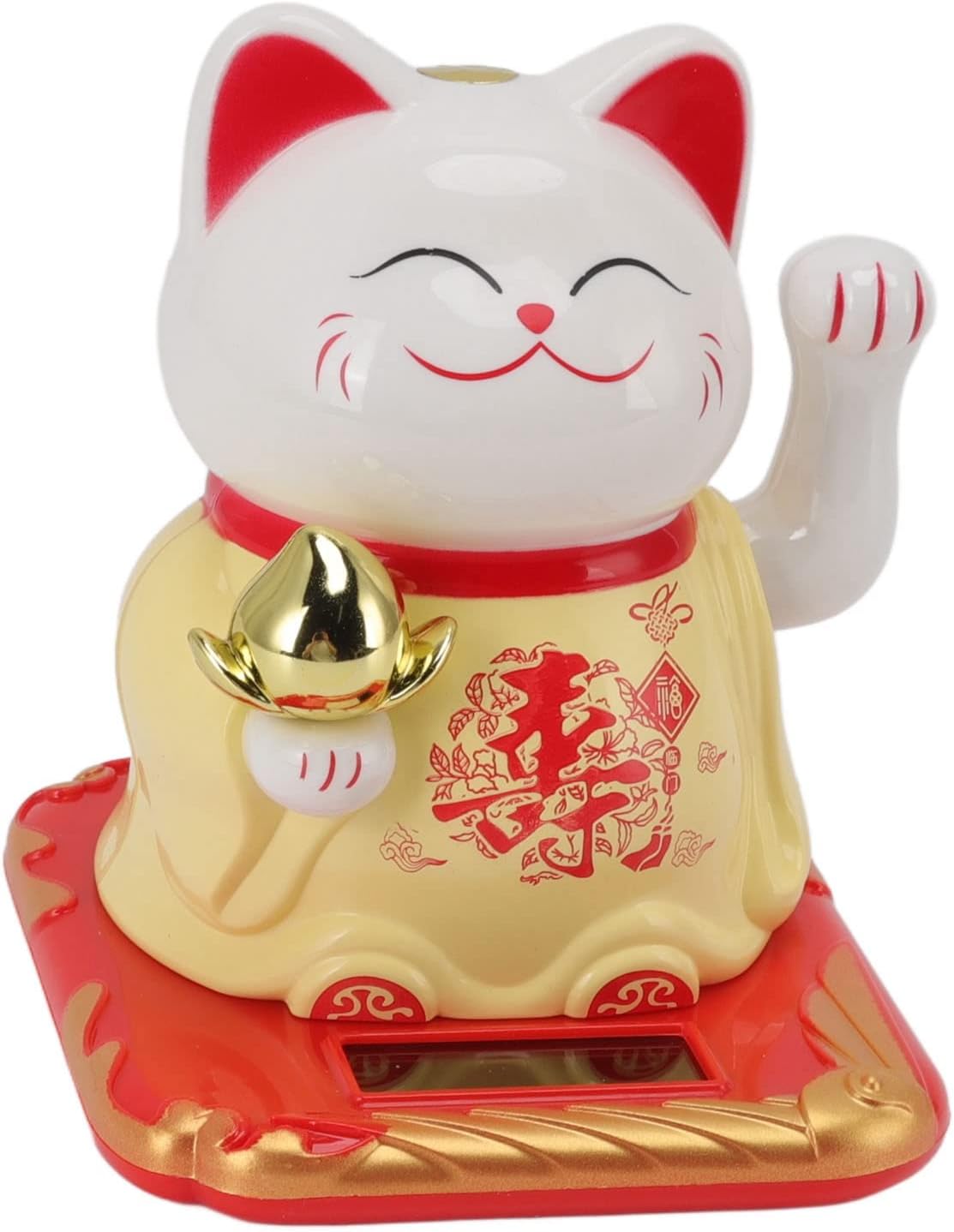 Amazon.com: Lucky Waving Cat, Lucky Cat with Waving Arm Solar Powered ...