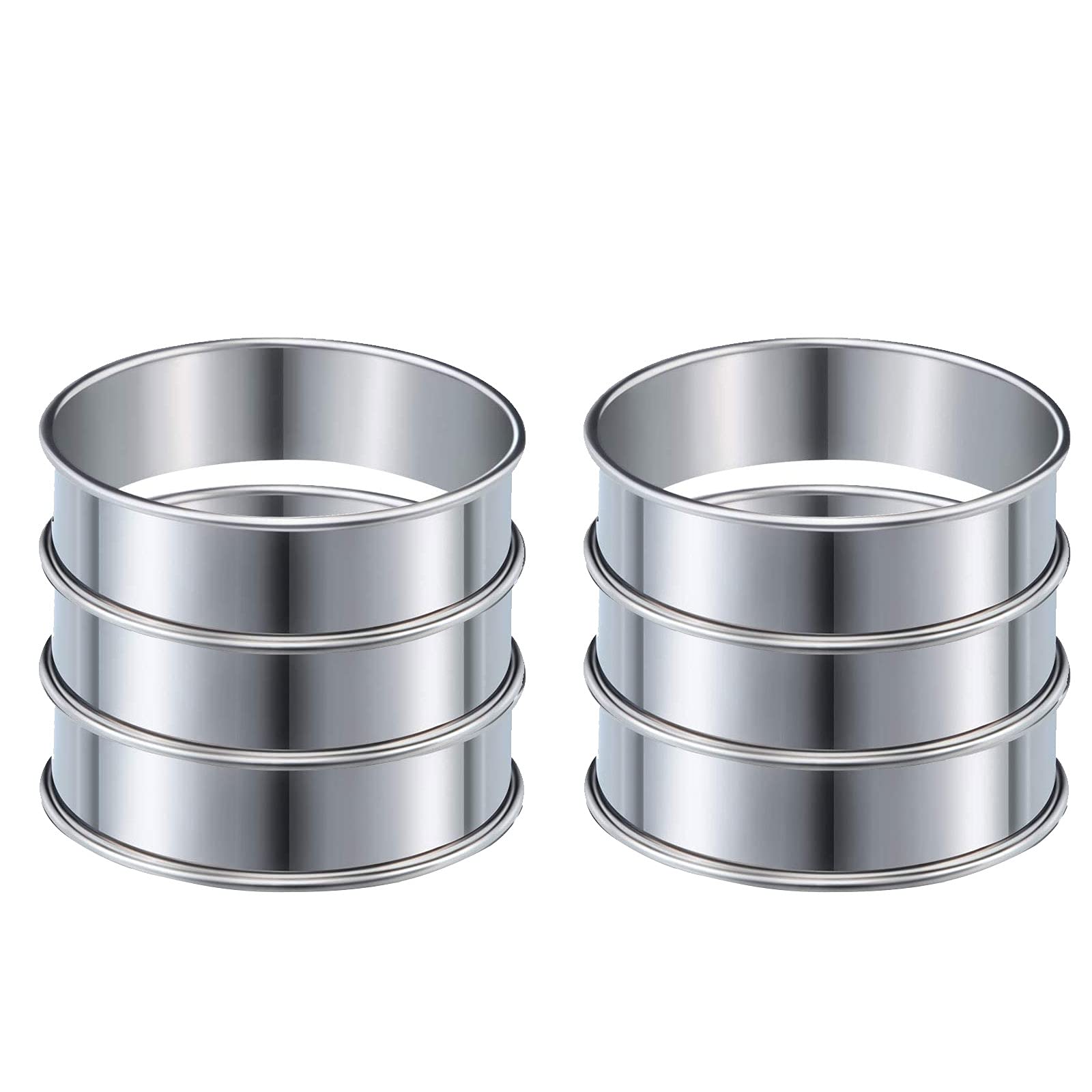 6Pcs Baking Rings Tart Rings Stainless Steel Crumpet Rings Molds Heat ...