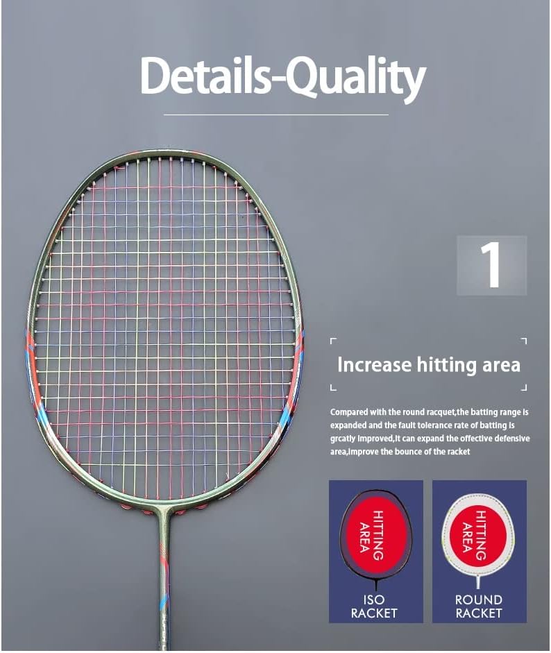 TBGFPO Carbon Fiber Badminton Rackets Strung Professional Training ...