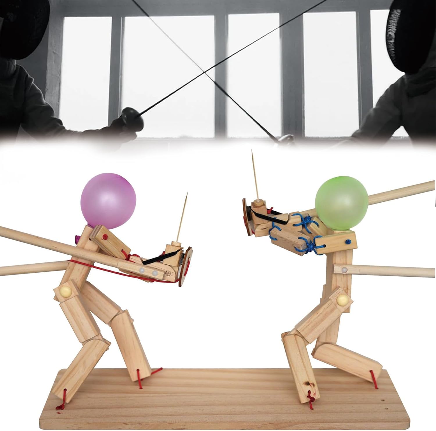 Amazon.com: Wooden Fencing Puppets Balloon, Balloon Bamboo Man Battle ...