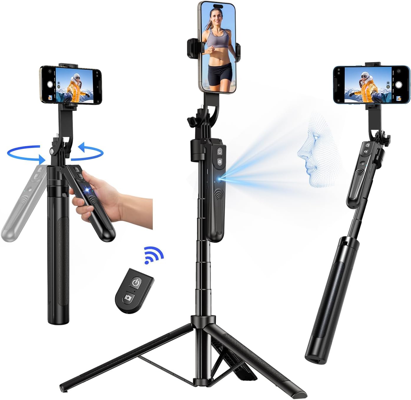 yAyusi Auto Face Tracking Tripod 360° Rotation with Stand, 70.9" Motion ...