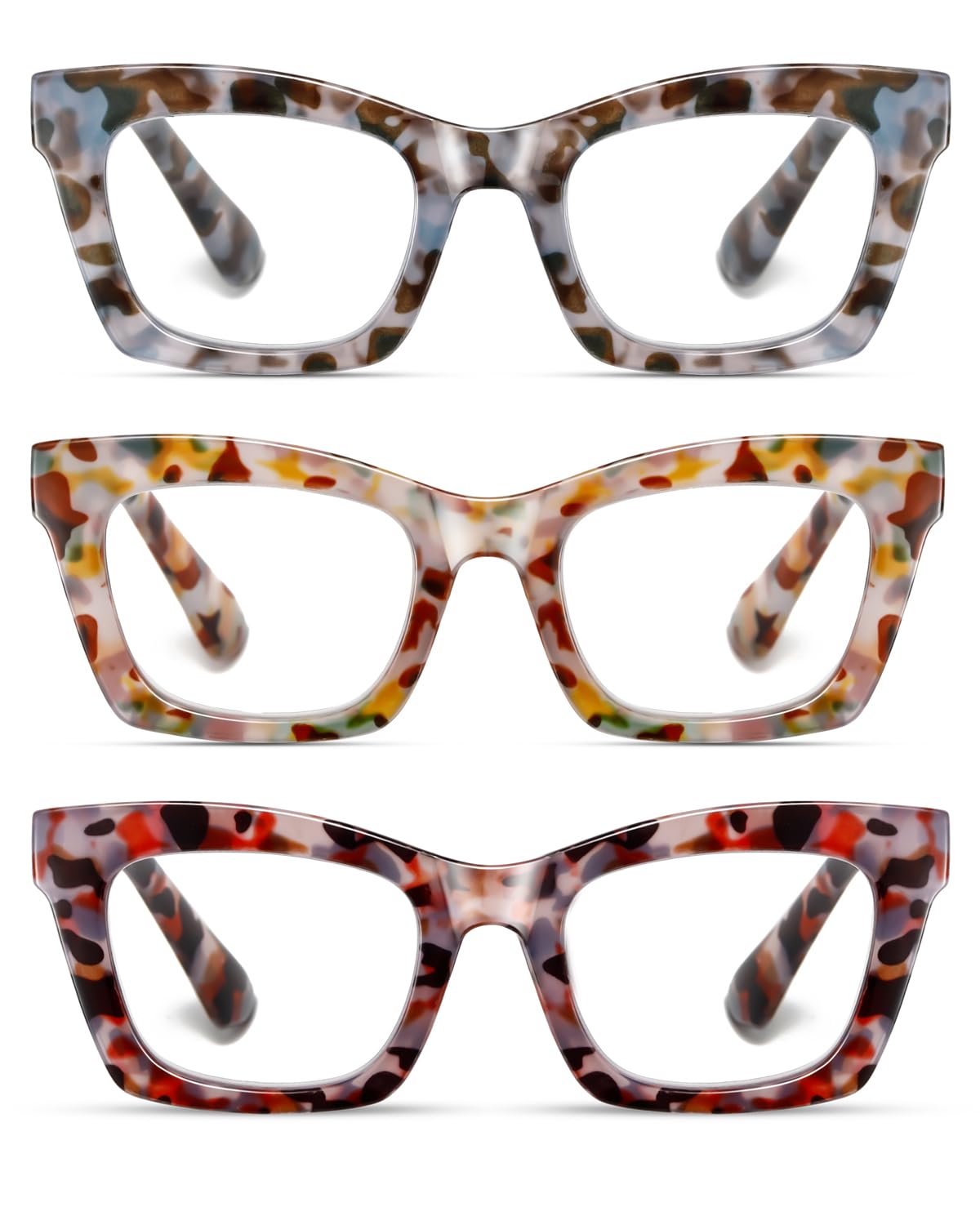 Amazon.com: Hubeye 3 Pack Oprah Style Reading Glasses for Women Men ...