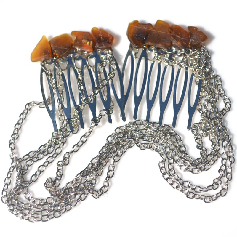 Amazon.com: Surf Tumbled Brown Sea Glass Decorative Hair Combs with ...