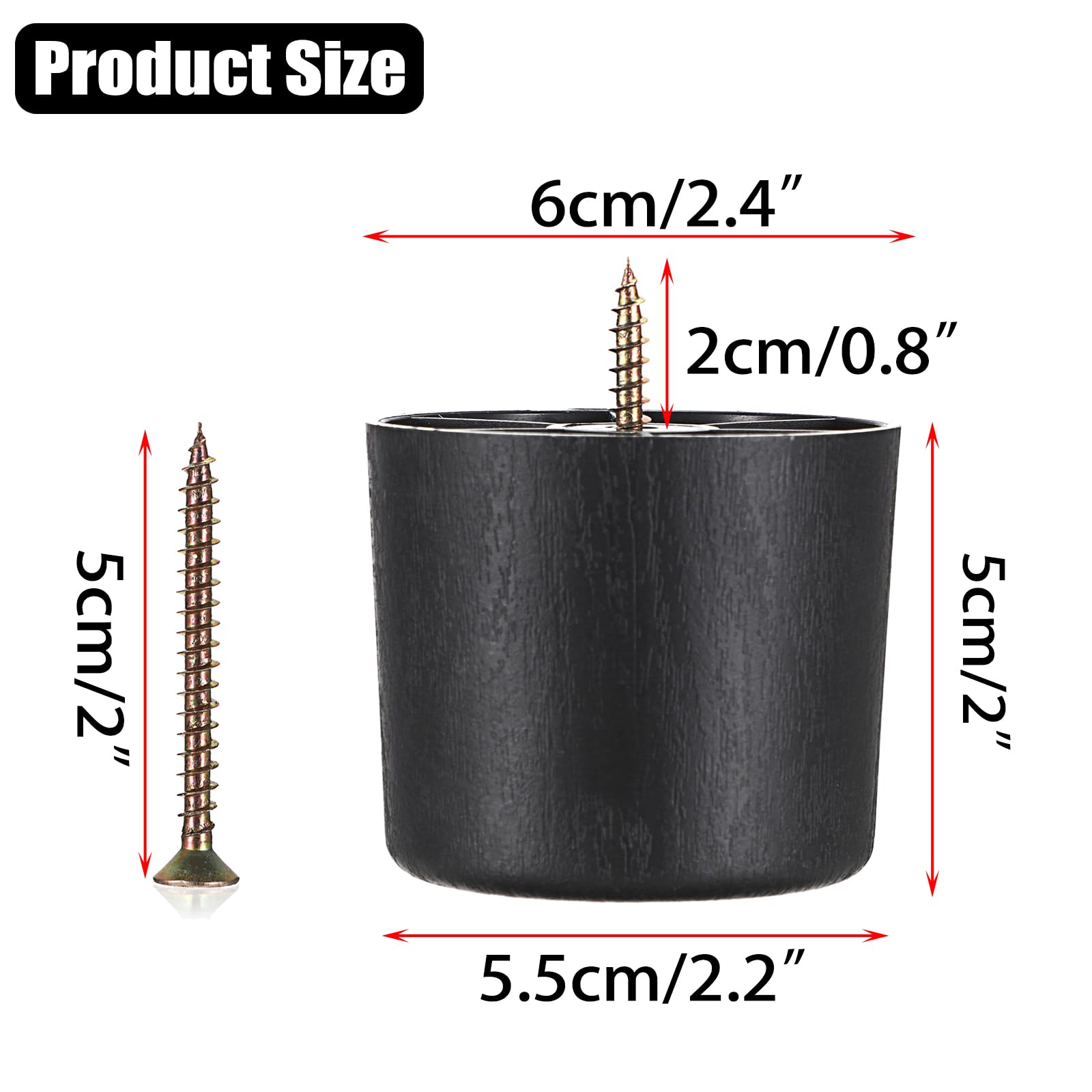 Snapklik.com : OwnMy 4PCS 2 Inch Plastic Furniture Legs Screw-in ...