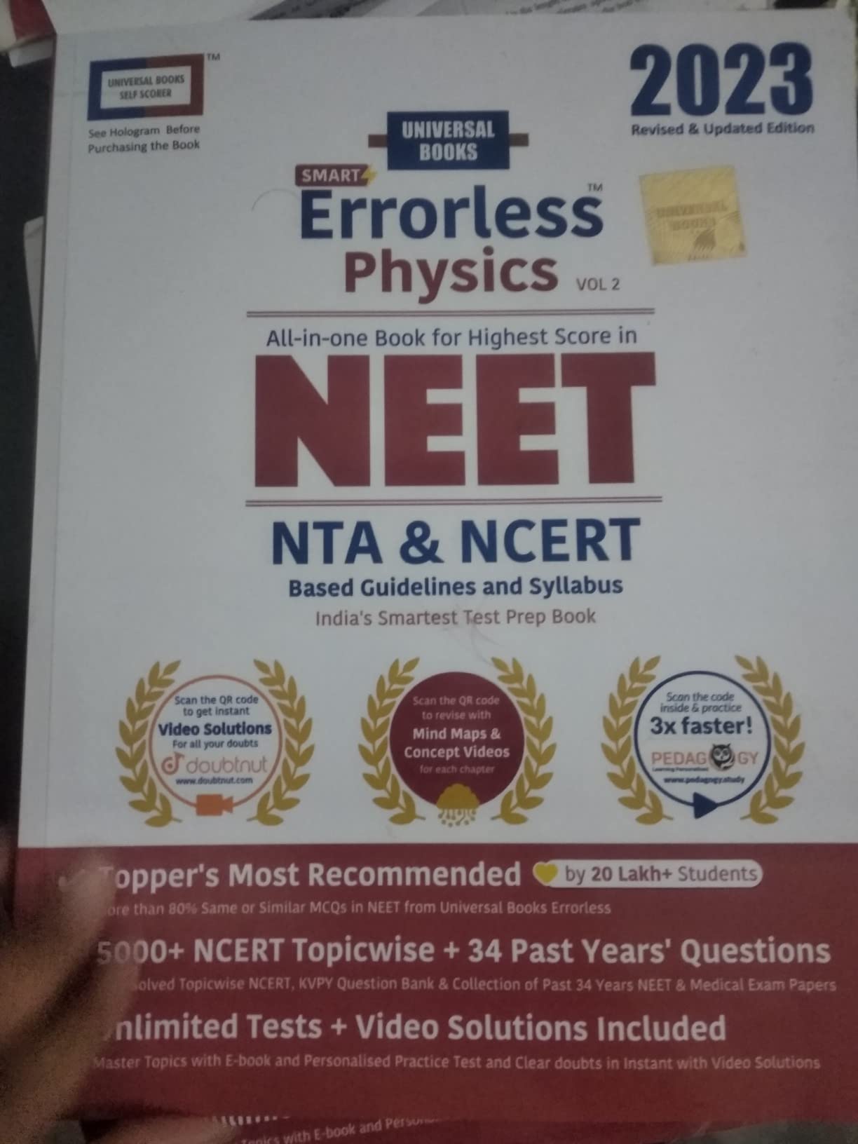 Buy Errorless Physics NEET 2022 - (Set of 2 Vol.) - NTA & NCERT Based ...