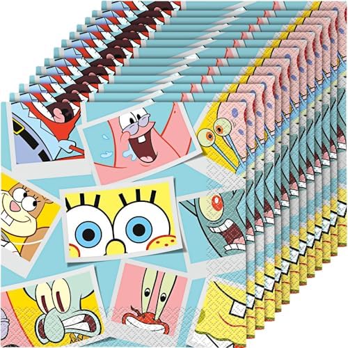 Amazon.com: amscan Spongebob Squarepants Classic Lunch Napkins 16ct ...