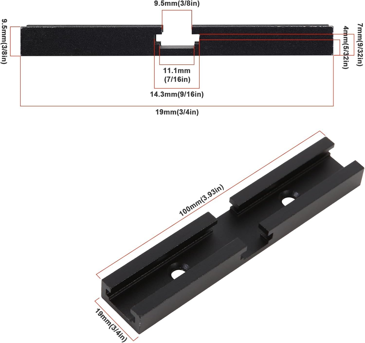 Snapklik.com : Iverntech 8 Pcs Black T-Track Intersection Kit