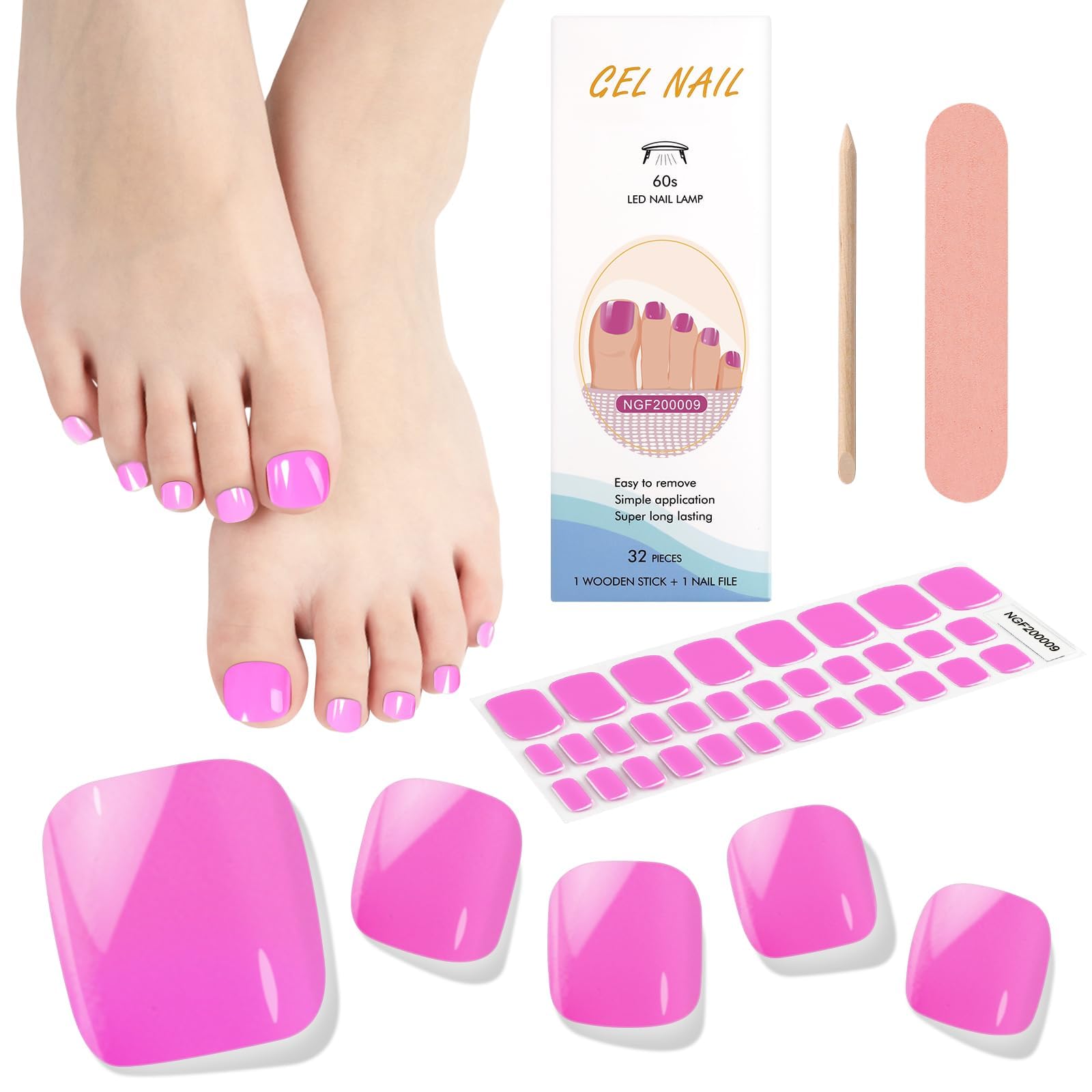 Amazon.com: Kalolary Gel Toenail Wraps Strips, Pink Toenail Stickers ...