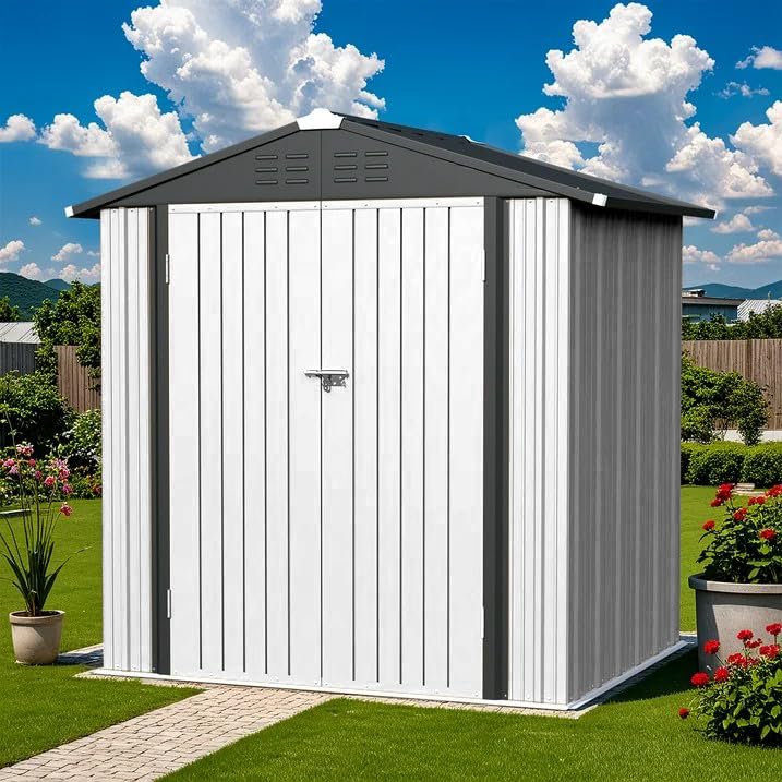 Snapklik.com : Greesum 6x4FT Outdoor Storage Shed, Metal Storaged Sheds