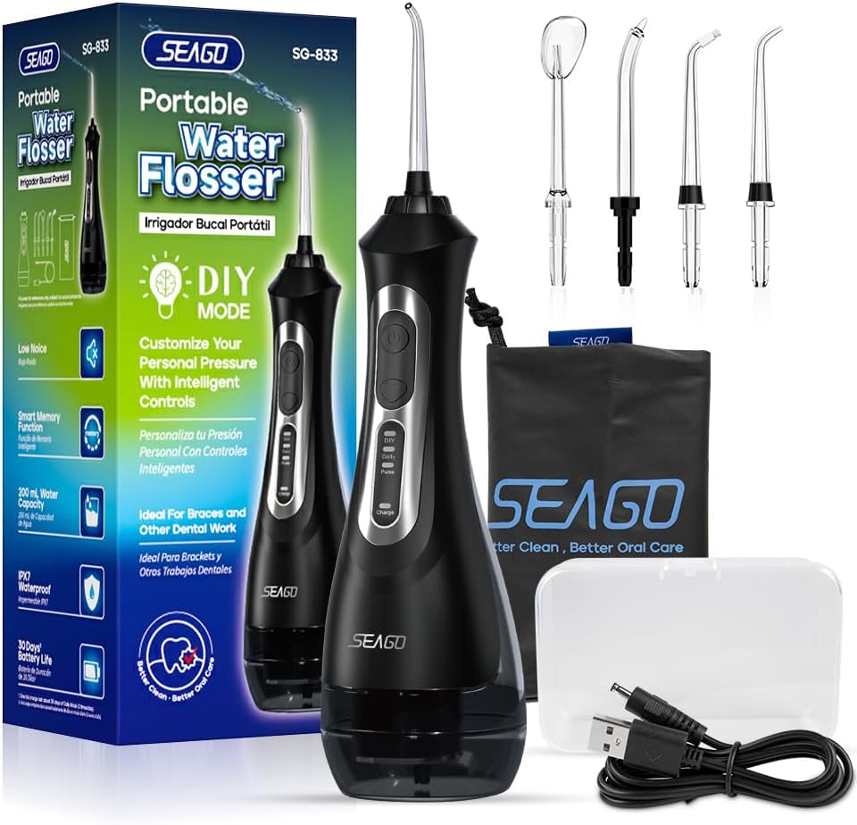 Amazon.com: SEAGO Water Flosser Cordless Protable Teeth Dental Water ...