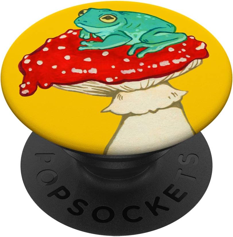 Amazon.com: Cute Frog Sitting on Red Spotted Mushroom - PopSockets ...