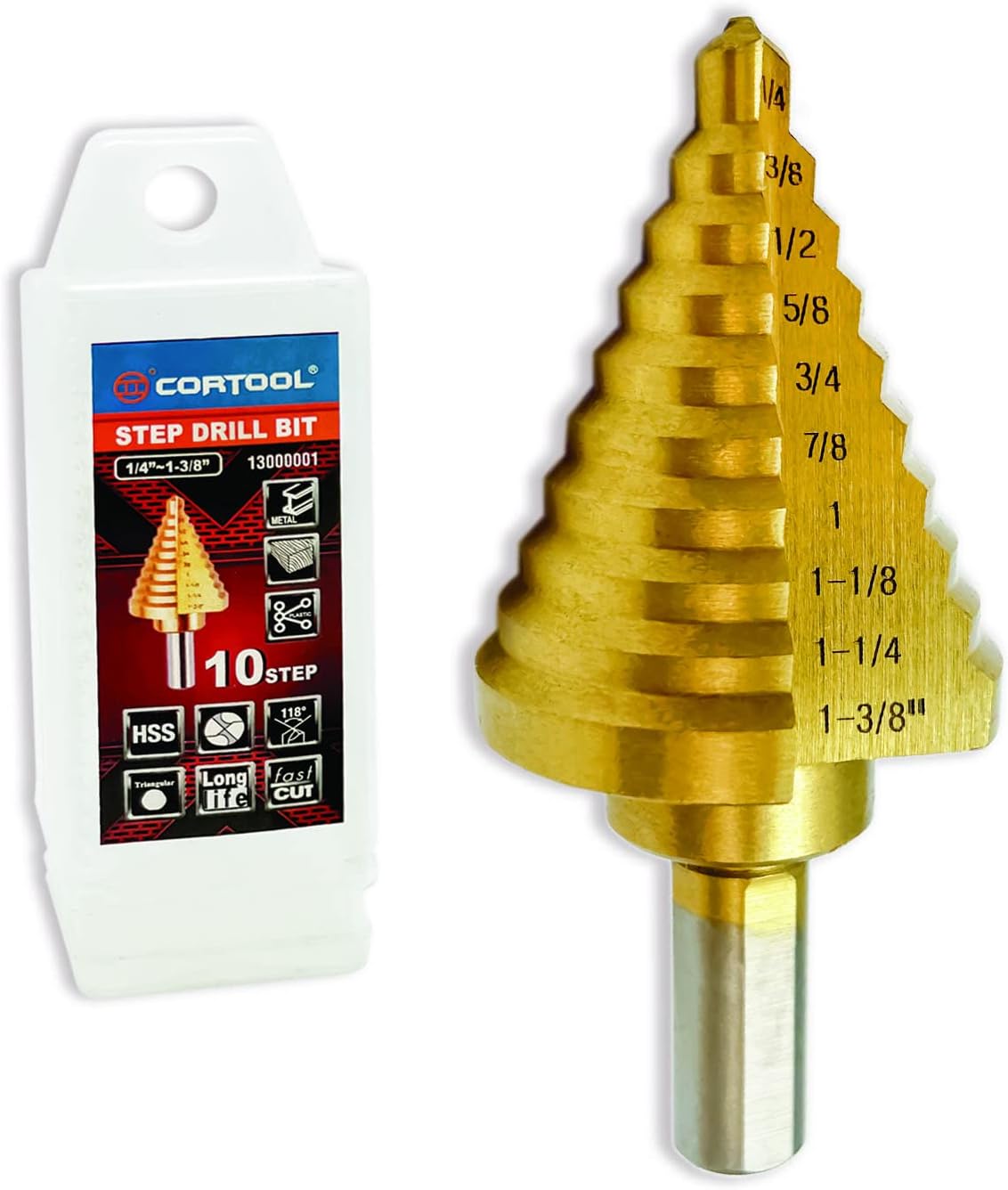 Amazon.com: Meichoon Step Drill Bit Set 10-45mm HSS Triangle Shank ...