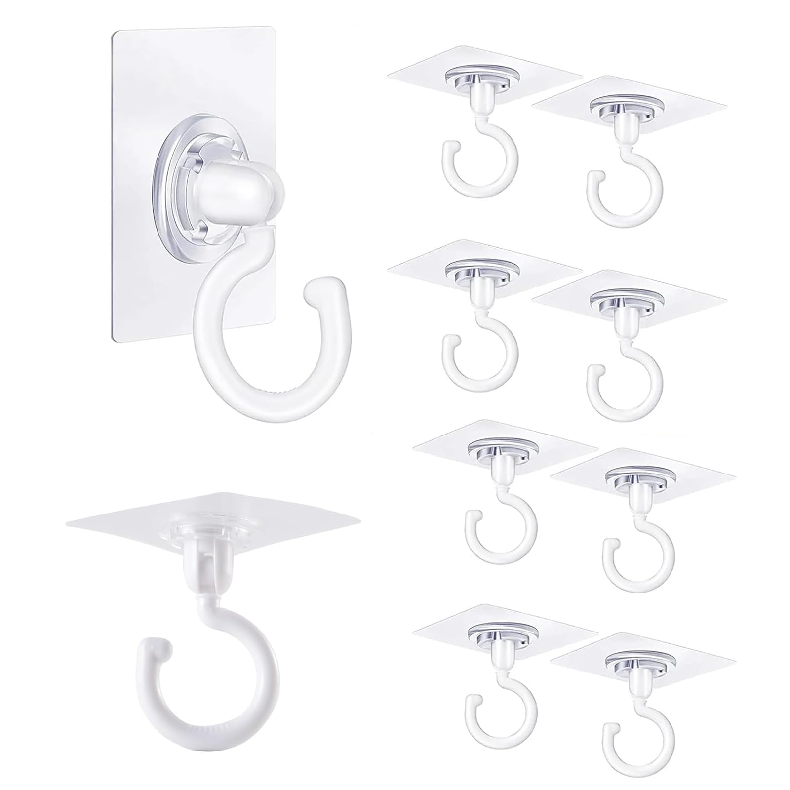 Koboko Pack of 8 Adhesive Ceiling Hooks, Self-Adhesive Ceiling Hooks ...