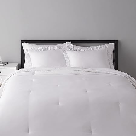 Amazon.com: Fredsure Crinkle Velvet Comforter Set, 3 Pieces Grey Queen ...