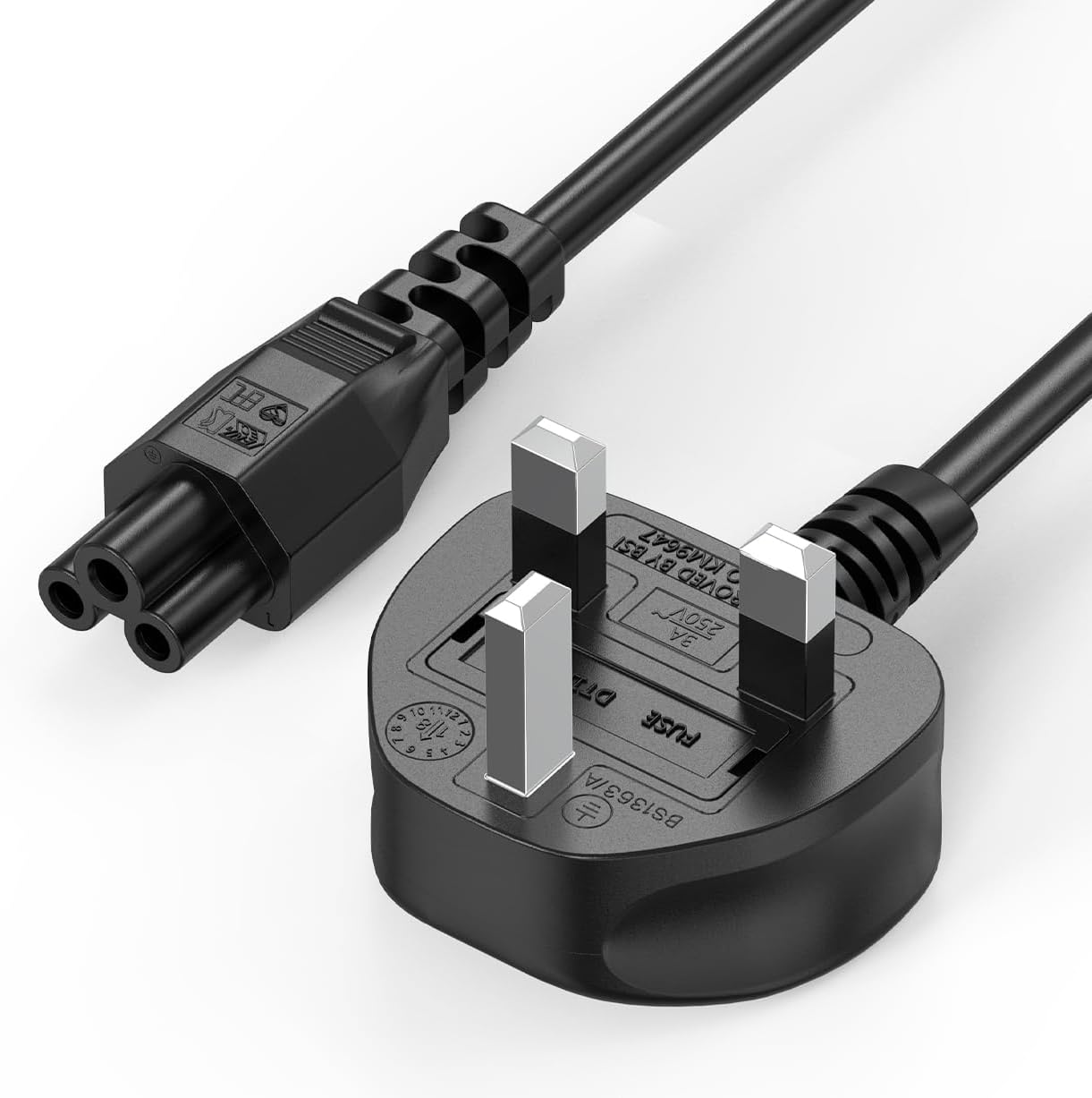 AJP® New C5 Cloverleaf Power Cord 3 Pin Mains Cable Lead UK Type Plug ...