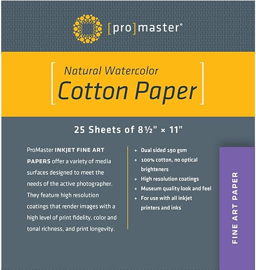Amazon.com: Promaster Fine Art Inkjet Paper - 100% Cotton - Natural ...