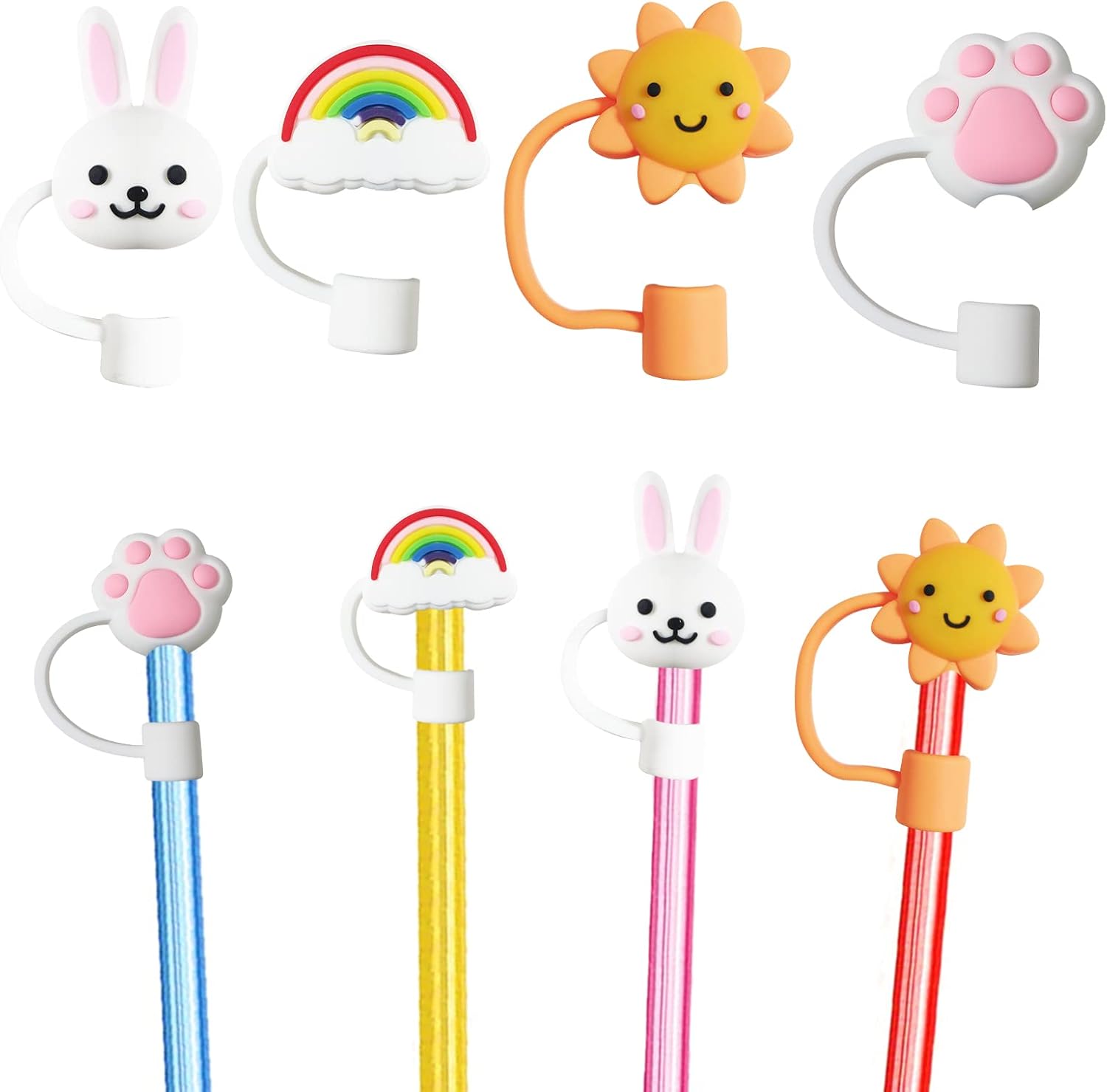 Amazon.com: Straw Covers Cap, Cute Silicone Straw Covers, Straw ...