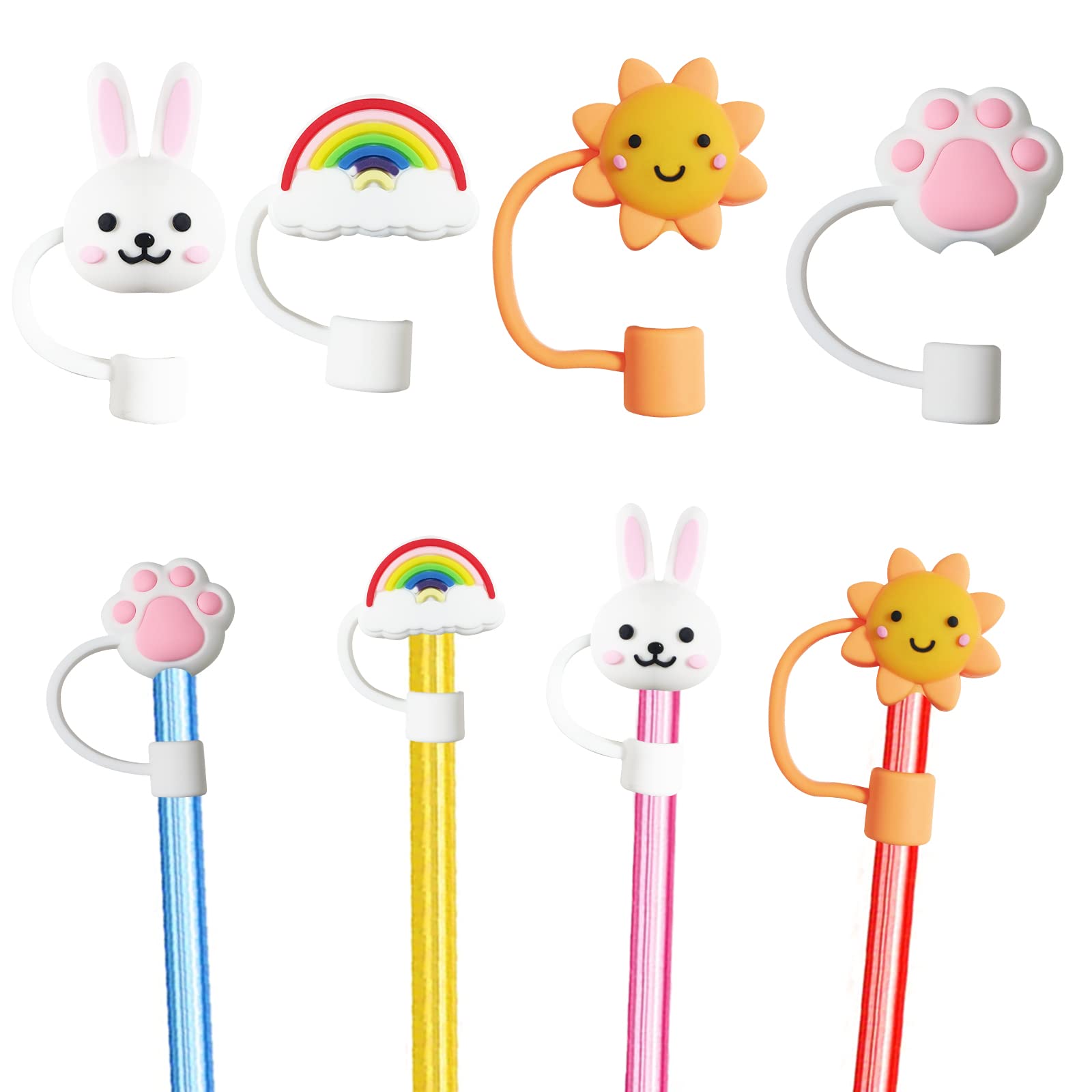 Amazon.com: Straw Covers Cap, Cute Silicone Straw Covers, Straw ...