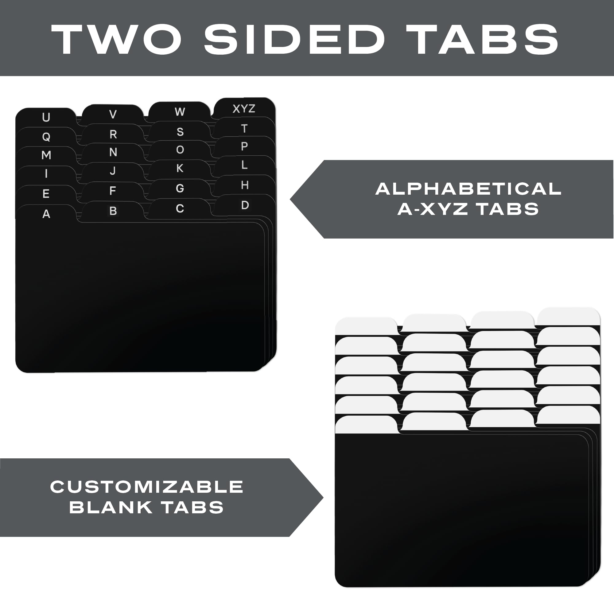 Alphabet Holder 3x5 Index Card Alphabet Tab Dividers - 24 Piece Black ...
