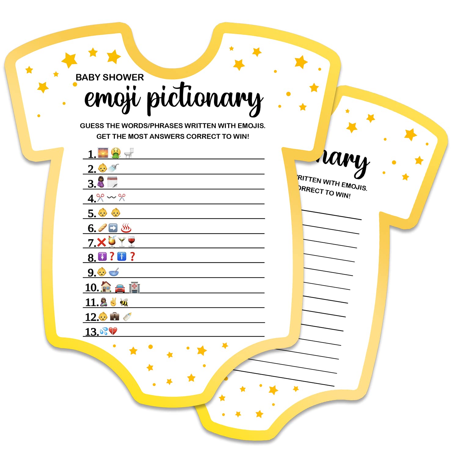 Buy Baby Shower Game, Emoji Pictionary Game Cards, Set of 30 Cards, Fun ...