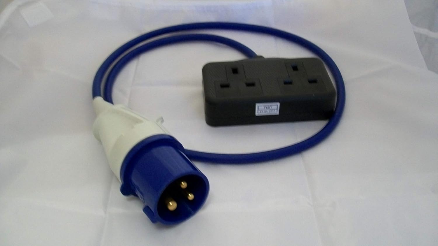 pro elec GENERATOR FLY LEAD 16 amp PLUG TO 13 amp TWIN SOCKET BLUE ...