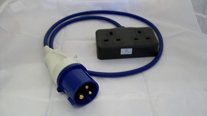 pro elec GENERATOR FLY LEAD 16 amp PLUG TO 13 amp TWIN SOCKET BLUE ...