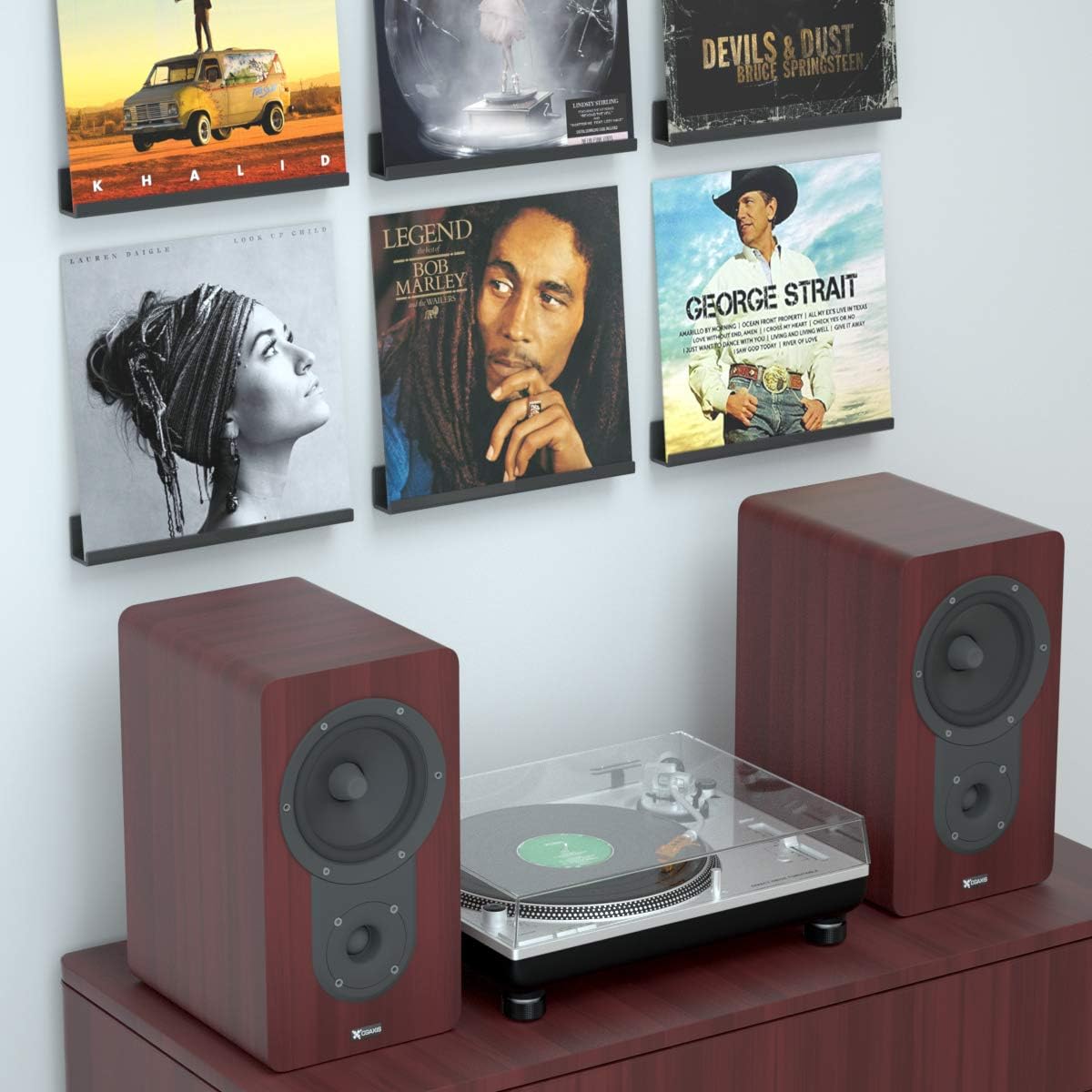 NIUBEE Black Vinyl Record Shelf Wall Mount 6 Pack Acrylic Album Record ...