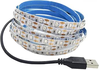 Amazon.com: Vrabocry USB LED Strip Light Blue 5V USB Powered 16.4ft/5M ...