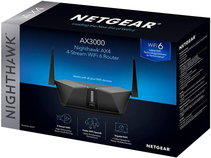 Amazon.com: NETGEAR RAX35-100NAS Nighthawk AX3000 4 Stream Dual-Band Wi ...