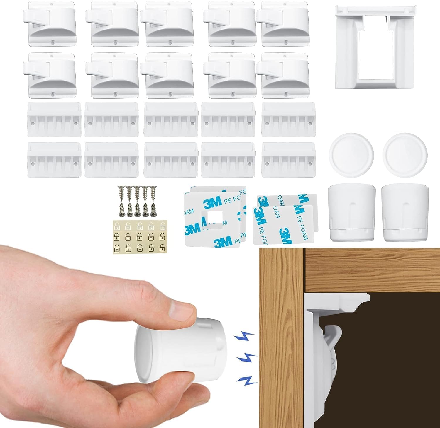 Baby Proofing Magnetic Cabinet Locks(10 Locks & 2 Keys), Child Proof ...