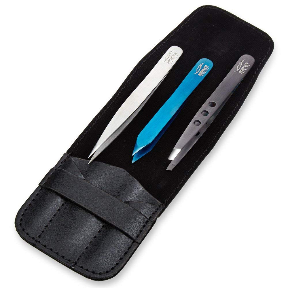 Amazon.com : Bodyline Basics Tweezer Set for Eyebrows Chin Hair ...