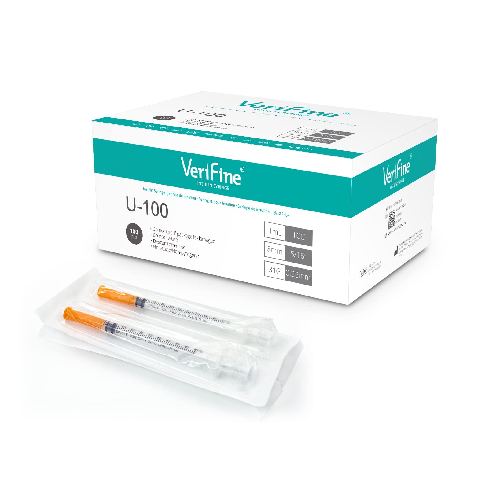 Easy Touch U-100 Syringes With Needle - 31G 1cc 5/16 Inch(8mm ...