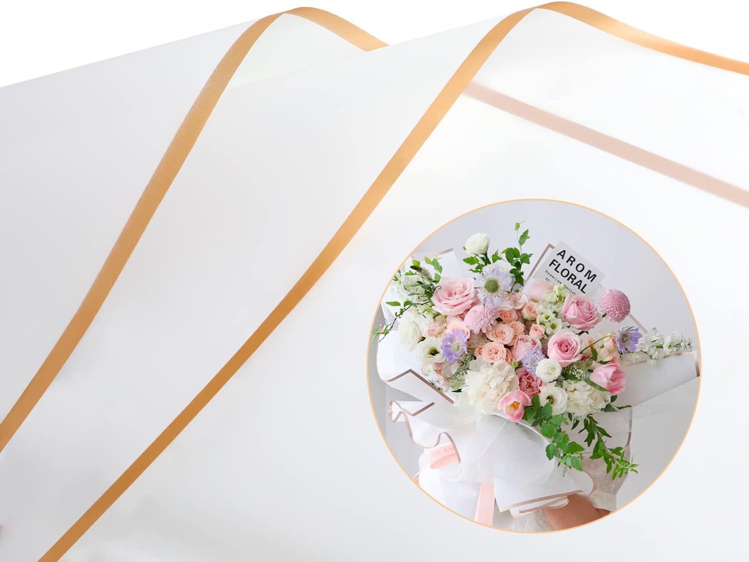 Amazon.com: CCINEE 20 Sheets Gold Edge Flower Wrapping Paper,Waterproof ...