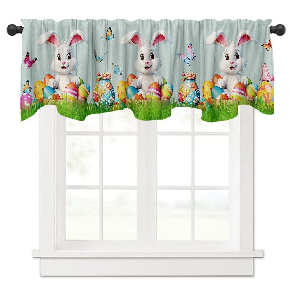 Amazon.com: Fanghui Springs Easter Rabbit Window Treatment Valance ...