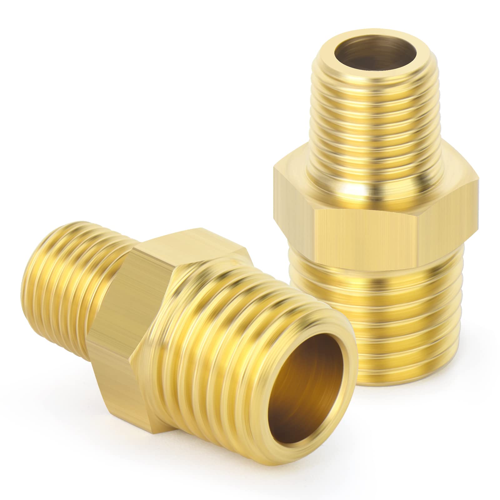 Snapklik.com : 2PCS Brass Pipe Fitting, Reducer Adapter, Hex Nipple, 3/ ...