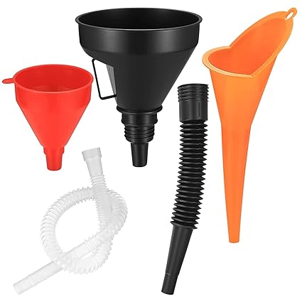 Funnel for Petrol, LONTOM 3 Pcs Right Angle Flexible Plastic Funnel Set ...