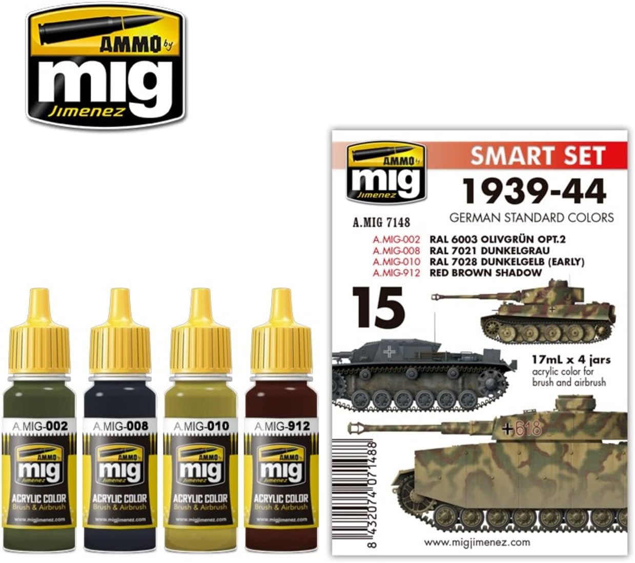Amazon.com: 1939-1944 German Standard Colors Acrylic Paint Set Ammo of ...