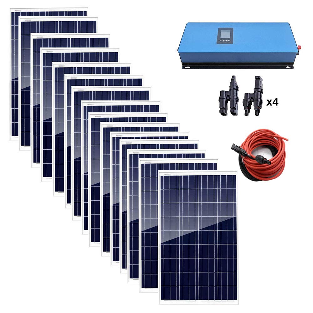 Amazon.com : AUECOOR 1500W Solar System Kit: 15pcs 100W Polycrystalline ...