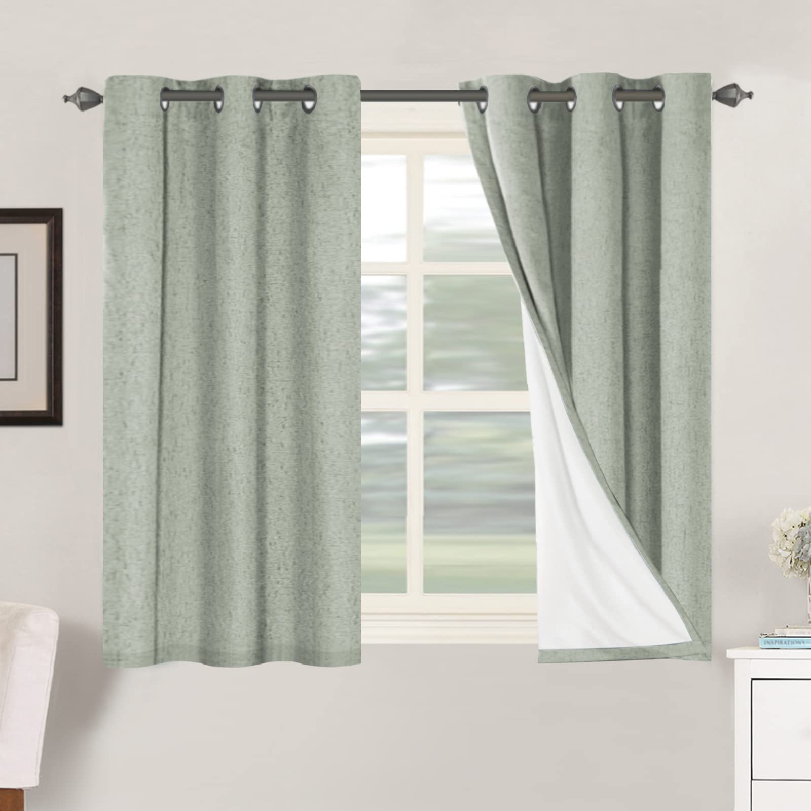 Amazon.com: H.VERSAILTEX Primitive Linen Curtains 100% Blackout Curtain ...
