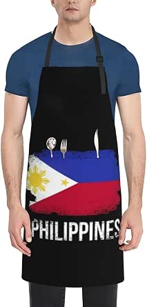 Amazon.com: GDUUASB Cute Philippines Flag Kitchen Cooking Aprons ...
