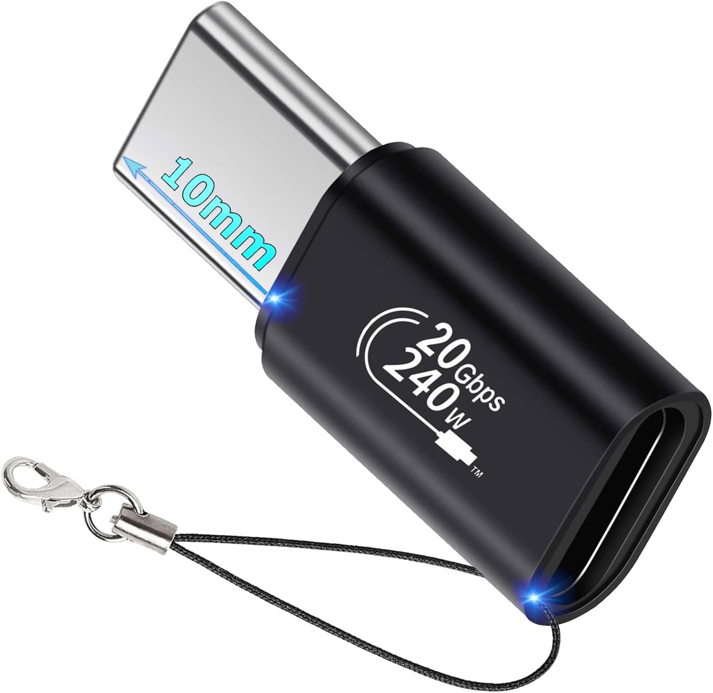 Amazon.com: 1-Pack USB-C Male 10mm Tip to USB-C Female Adapter, Support ...