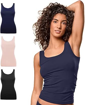 FOCENZA Women's Wide Straps, Tank Top, Seamless Technology, Made in ...