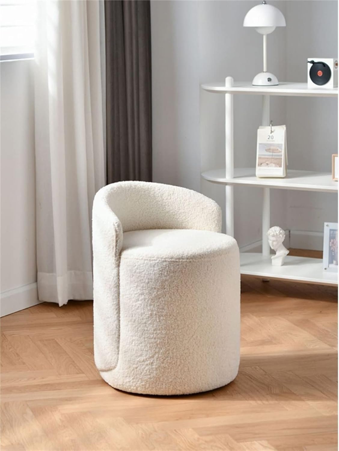 ROOMAN Puff Chair Bedroom Dressing Stool Ottoman with Backrest ...