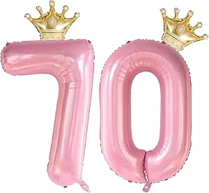 Amazon.com: 70 Number Balloon Pink 40 inch Big Foil Crown Helium 70th ...