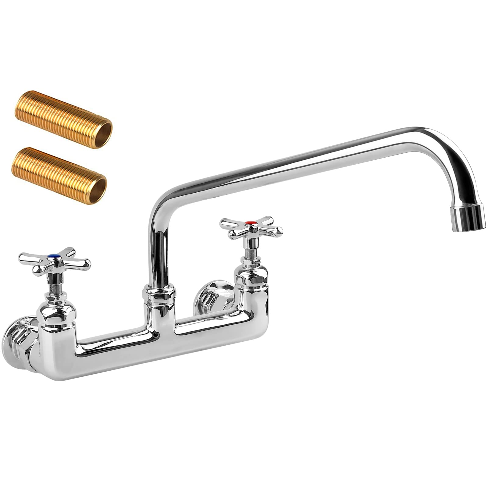 Launceter Commercial Kitchen Faucet, 8 Inch Center Wall Mount ...