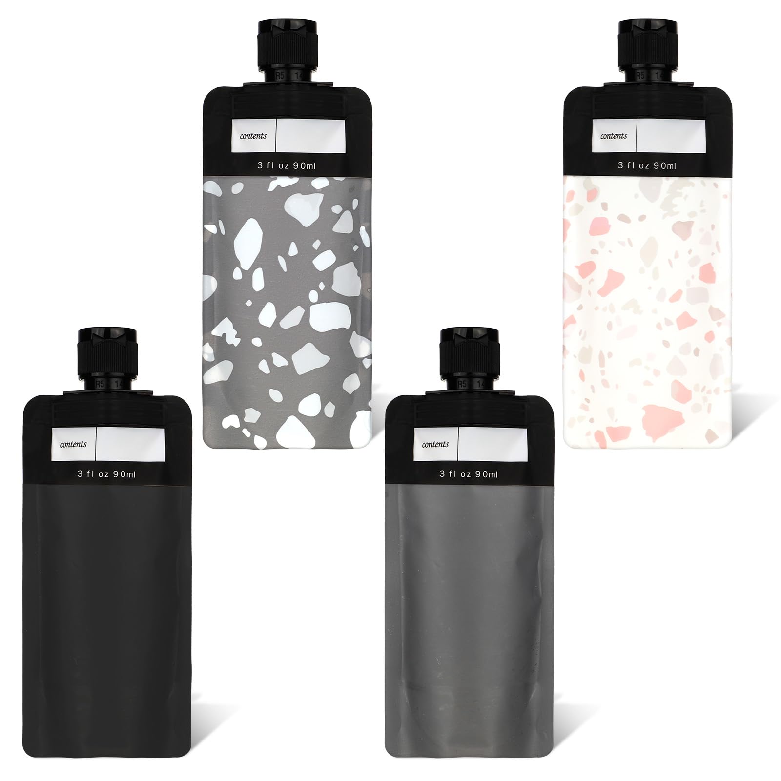 Amazon.com: 4 PCS Travel Pouches for Toiletries, 3oz Leak Proof Empty ...