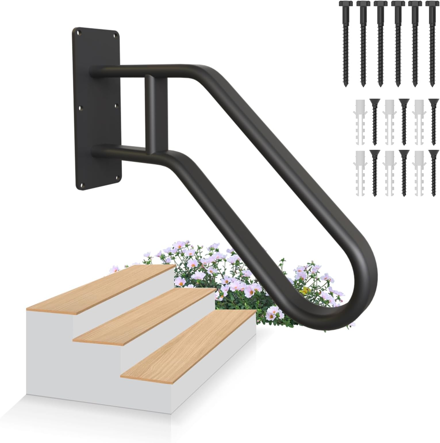 SDNBHT Handrail for Outdoor Steps 18.5' Safety Grab Bar for Stairs ...