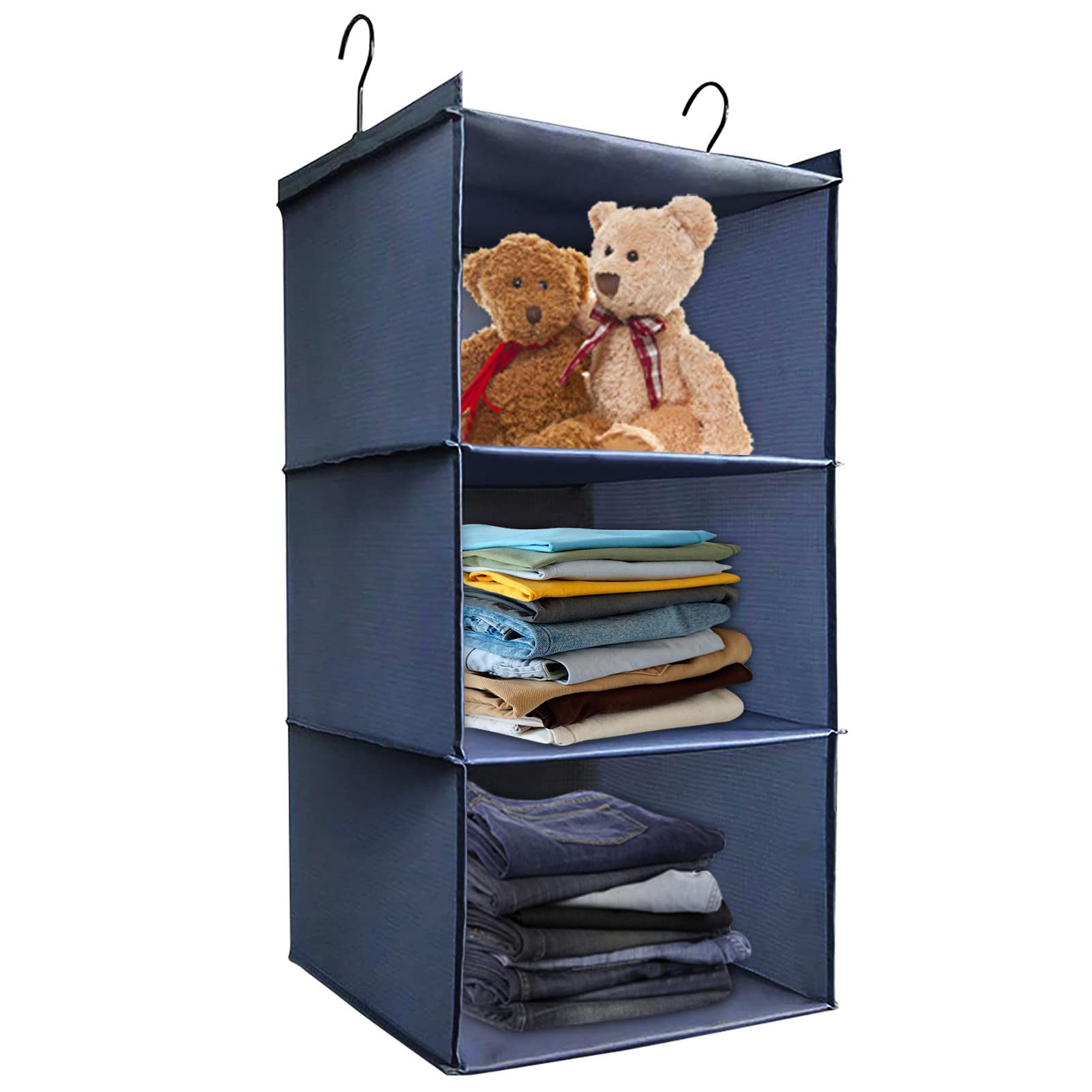 Amazon.com: GoodSing 3-Shelf Hanging Closet Organizer - Collapsible ...